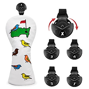 Birdies Golf Head Covers for Driver, Fairway Woods, Hybrid Rescue Utility Golf Clubs - PU Leather Golf Driver Headcover, Interchangeable Fairway Woods Hybrid Cover for Woods and Drivers