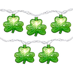Shamrock String Lights, 8.5Ft St Patrick's Day Decorations String Lights with 10 Clover Lights, Connectable Shamrock Indoor Fairy Lights for St Patrick's Day Party Irish Holiday Garden Decor, White