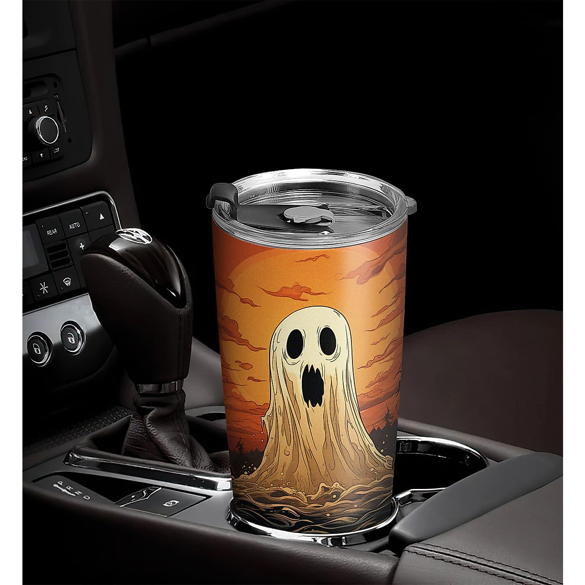 ORCAE 20oz Halloween Pumpkin Ghost Tumbler, Boo Boo Ghost, Trick or Treat, Halloween Gifts, Coffee Thermos, Stainless Steel Double Wall Vacuum Insulated Coffee Mug, Travel Cup with Lid- AE