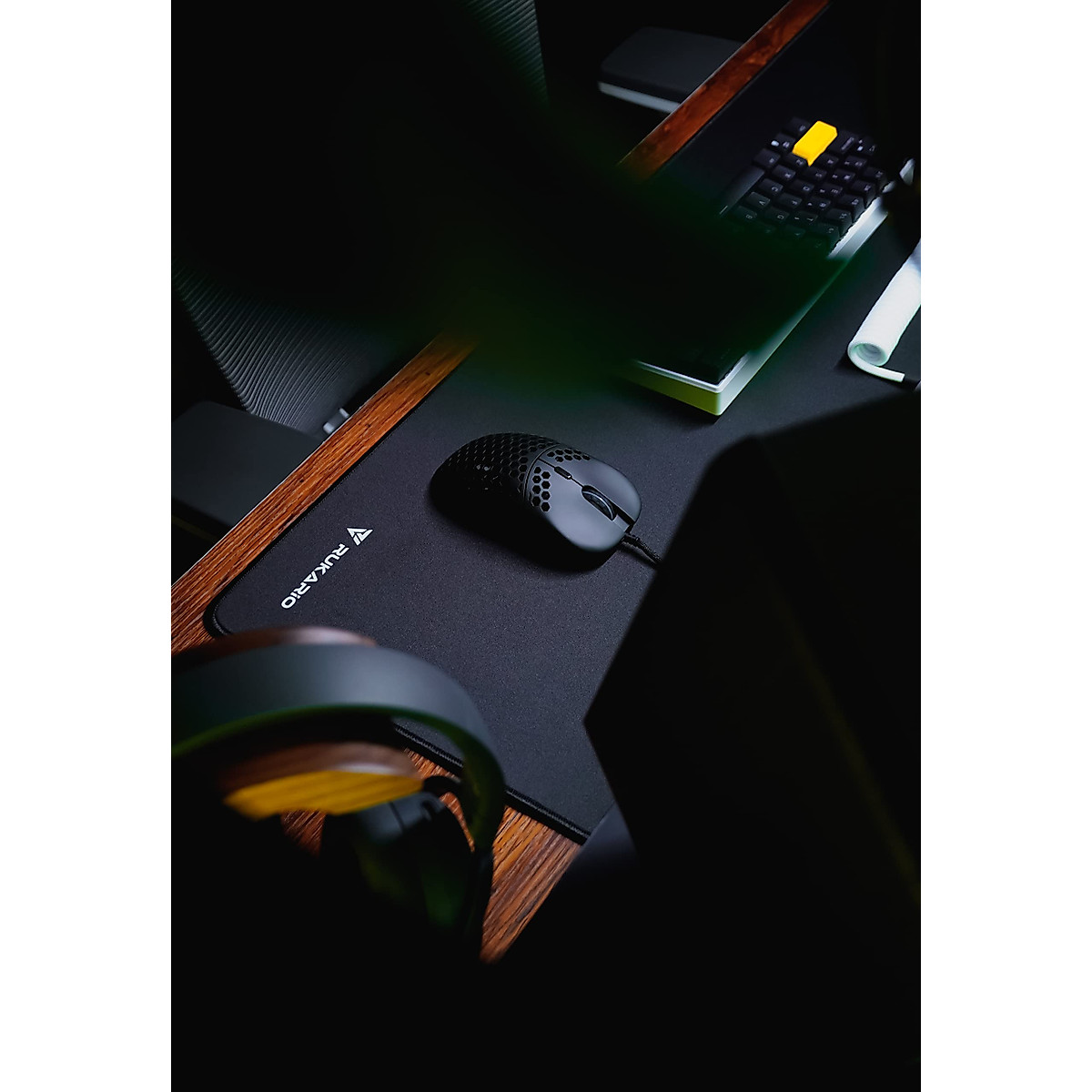 Rukario Ronin X PC Gaming Mouse (Shadow Black, Wired) - Ultra Lightweight Symmetrical Honeycomb Shell | RGB Led | PTFE Glides | Pixart 3360 Sensor | 6 Buttons | Weight 63G | Adjustable Settings