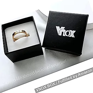 VNOX Women's Stainless Steel Zirconia Roman Numerals Wedding Band Ring for Womens,Gold Plated,Size 10
