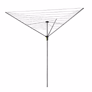 Minky Easy Breeze 115 Ft. Round 3 Arm Rotary Clothesline, Umbrella Drying Rack for Laundry, Easy Operation, Silver