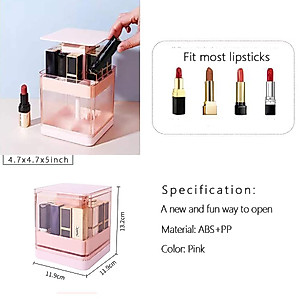 GRACMI Lipstick Holder ，Press-Type Automatic Lift Lip Gloss Holder Organizer, 12 Spaces Clear Makeup Lipgloss Display Case,Dust Free Lipstick Storage Box , Fit Most Lipsticks Lip Gloss(White)