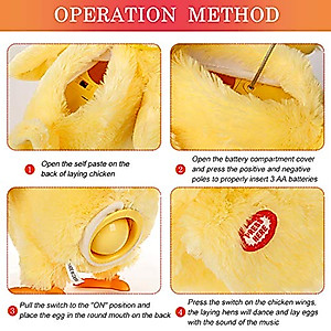 AOSUYOU Easter Chicken Animal Toy Doll Laying Egg Electric Crazy Plush Chicken with Sound Music