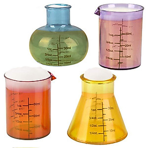 ArtCreativity Chemistry Glass Set, 4 Plastic Laboratory Glasses, Funny Scientific Gifts for Adults, Cool Chemistry Graduation Gag Gift, Unique Drinking Gifts for Men and Women