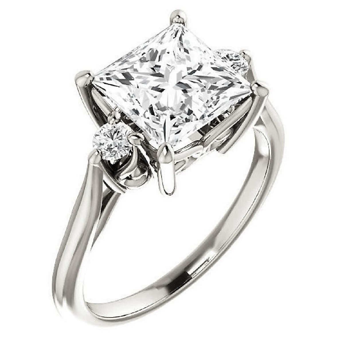 10K Solid White Gold Handmade Engagement Rings 1.0 CT Princess Cut Moissanite Diamond Solitaire Wedding/Bridal Ring Set for Women/Her Propose Ring (6)