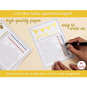 Party Hearty Baby Shower Games for Girl or Boy, 50 pcs Mommy or Daddy Guess Who Game, Fun Activity Cards, Gender Neutral, Baby Shower Ideas