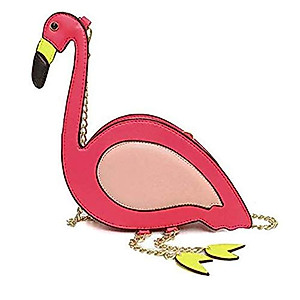WILDFINDING Women Stylish PU Leather Cute Handbag Flamingo Crossbody bag, Red, 19cm