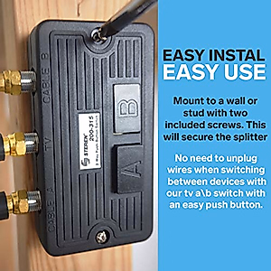 Network Switch - Coax Splitter 2 Way - Antenna Splitter - Manual Transfer Switch - Coax Cable Splitter 2 Way - Coaxial Cable Adapter For TV - 2 Way Coax AB Switch For TV - 1 Pack - STEREN 200-315