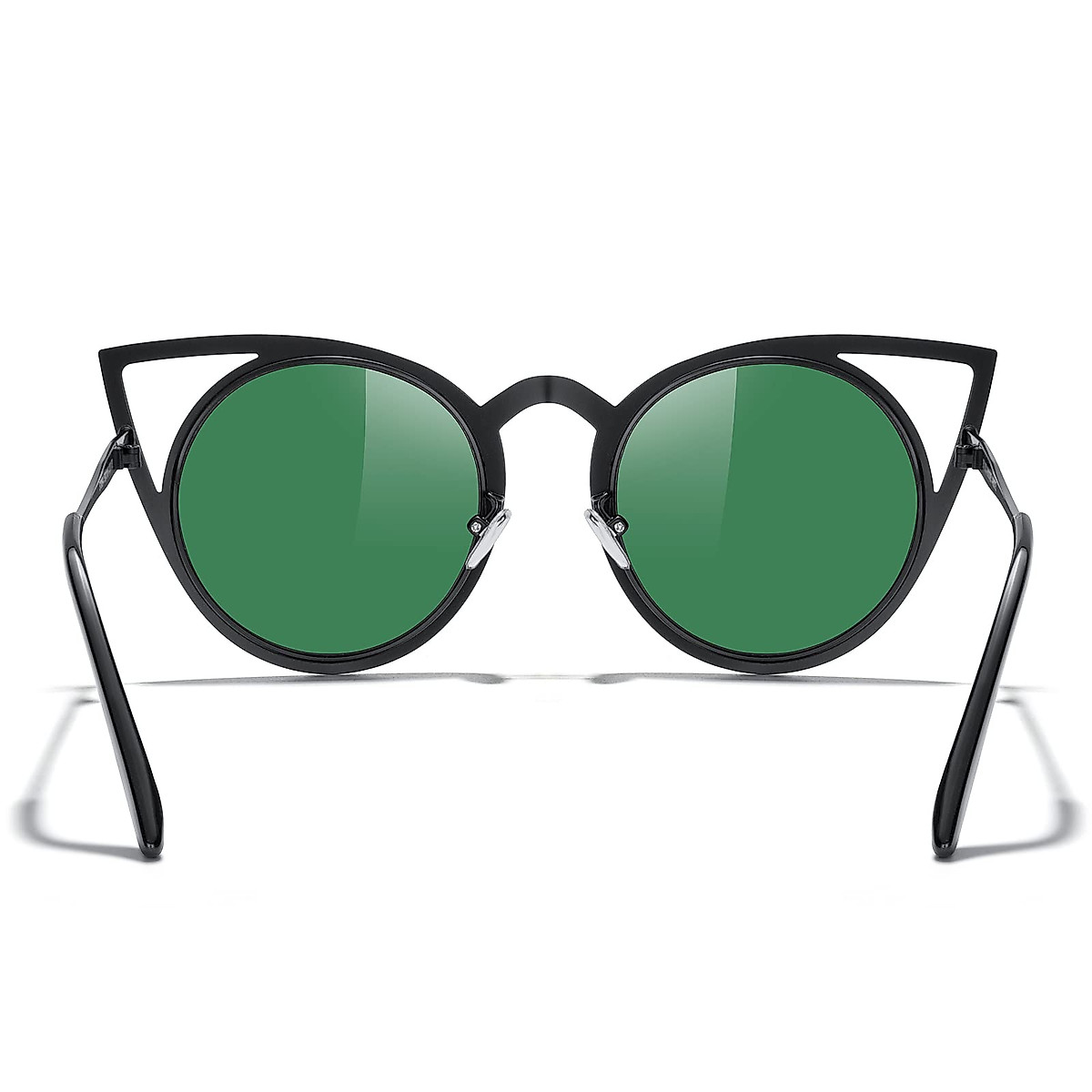 MERRY'S Cat Eye Sunglasses Round Metal Cut-Out Flash Mirror Lens Metal Frame Sun glasses S8064 (Red, 50)