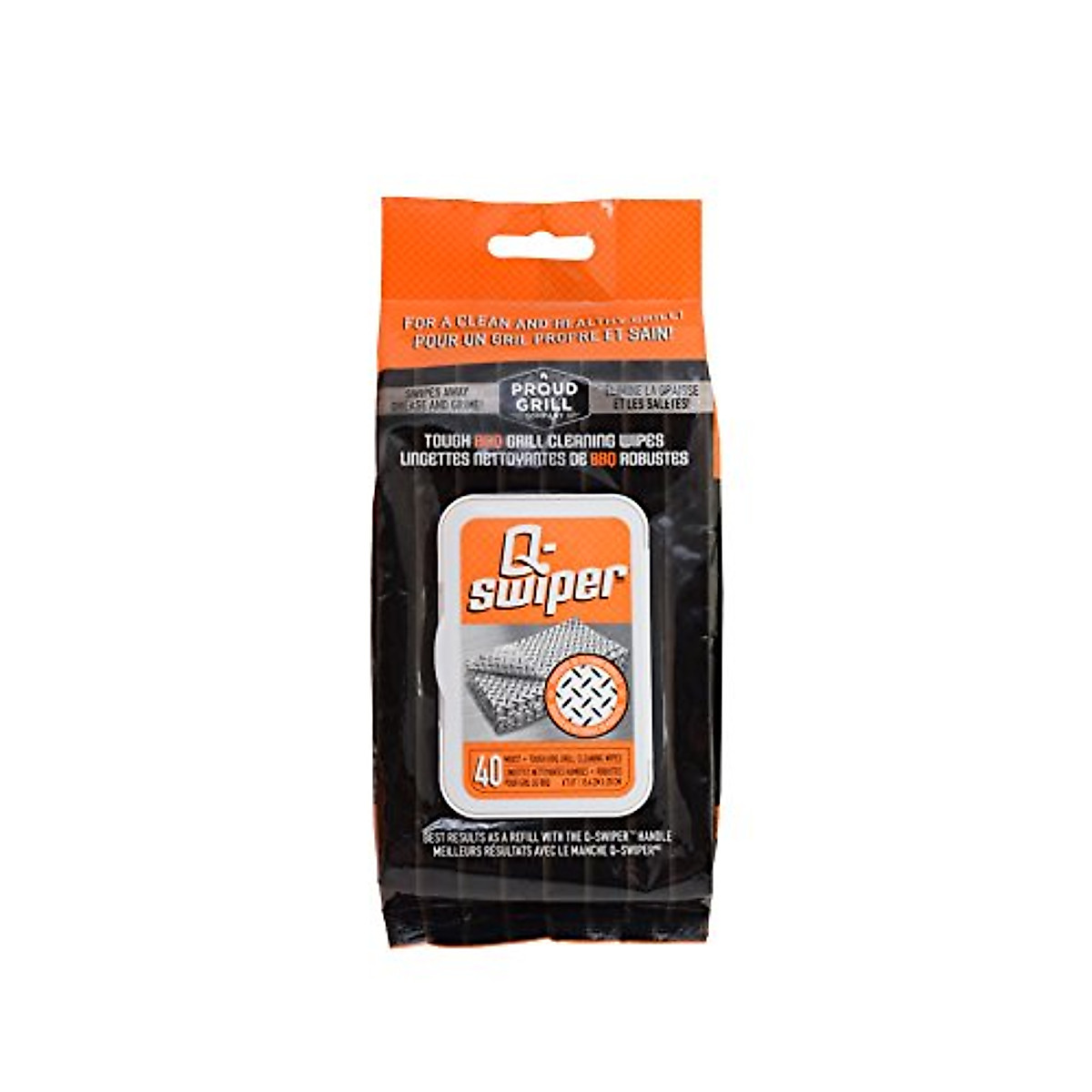 Proud Grill Company Q-Swiper Grill Cleaning Wipes - 40 Count. Bristle Free and Wire Free Grill Cleaner. Use with Q-Swiper Grill Brush (Sold Separately)