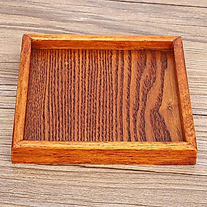 Tea Tray Wood Small Portable Square Shape Solid Wood Tea Coffee Snack Food Dinning Serving Tray Plate(12.5 x 12.5 x 2cm / 4.92 x 4.92 x 0.78 inch)