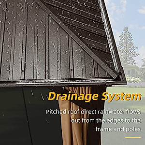 PURPLE LEAF 12' X 14' Outdoor Hardtop Gazebo Permanent Outside Heavy Duty Sun Shade Deck Canopy for Patio All Weather Aluminum Metal Roof Backyard Pavilion with Netting and Curtains