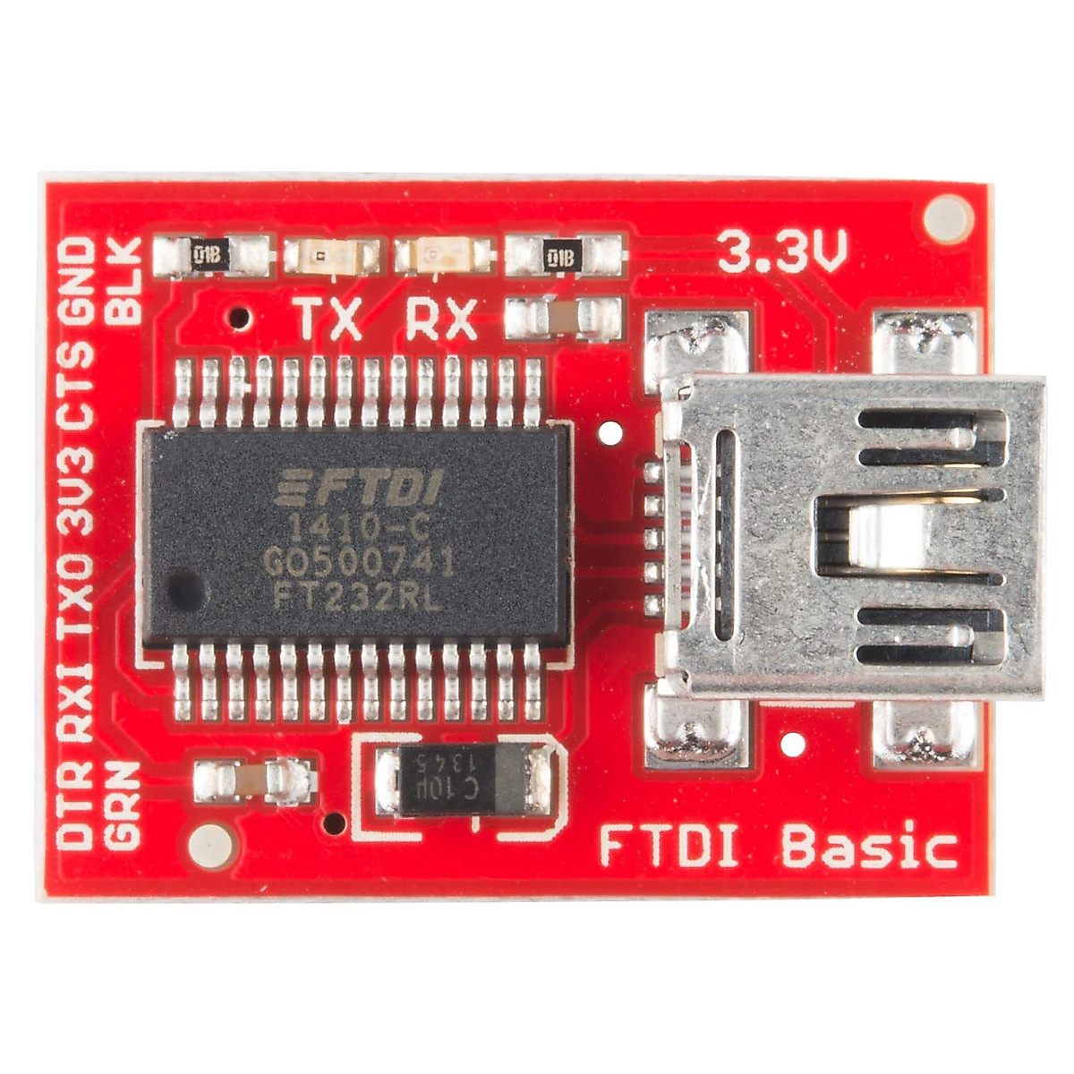 SparkFun FTDI Basic Breakout - 3.3V Development Tool with USB Mini-B Connector Save Space and Money in Your DIY Electronics Projects Pinout of This Board Matches The FTDI Cable