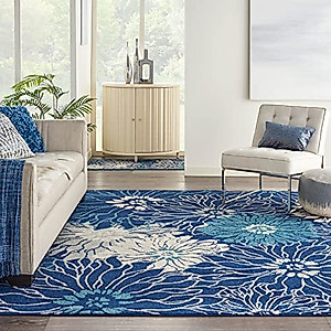 Nourison Passion Grey 2'2" x 7'6" Area -Rug, Floral, Farmhouse, Easy -Cleaning, Non Shedding, Bed Room, Living Room, Dining Room, Kitchen, (8' Runner)