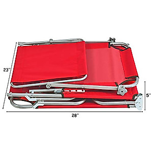 GYMAX Lounge Chair, Folding Recliner Patio Chair for Outdoor Patio Garden Beach Pool with Adjustable Reclining Positions, Sun Shade (Red)