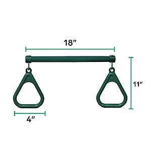 Jungle Gym Kingdom Swing Sets for Backyard, Monkey Bars & Swingset Accessories - Set Includes 18" Trapeze Swing Bar & 48" Heavy Duty Chain with Locking Carabiners - Outdoor Play Equipment (Green)