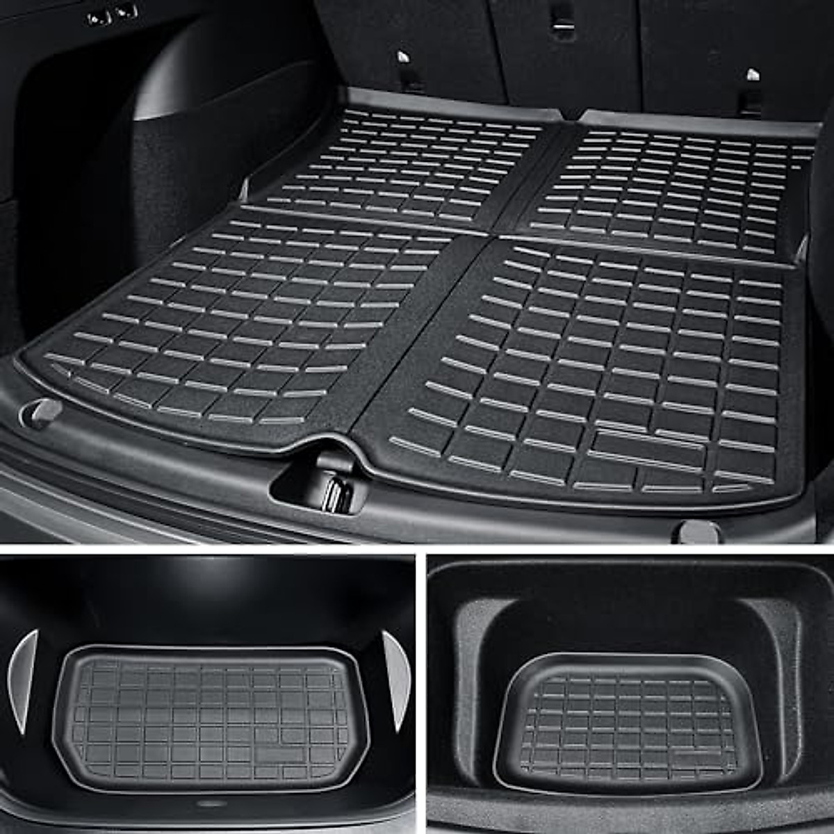 MIRAIDON Floor Mats for Tesla Model Y 2024-2020 with Cargo Liner, Deep Dish All Weather Floor Mats with TPE Cargo Trunk Accessories, Custom Floor Mats for Tesla Model Y (Set of 6, No Fit 7-Seat)