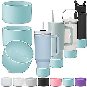 3Pcs Silicone Boot Sleeve For Stanley Quencher Tumbler 30 Oz 40 Oz & IceFlow 20oz 30oz & Hydro Flask Water Bottle 12-24oz,Protective Water Bottle Cup Bottom Bumper Cover For Stanley Cup Accessories.