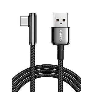 UGREEN USB C Cable Right Angle USB A to USB C Cable Braided Cord Compatible with iPad Pro, Air, Pixel, Galaxy S10 S10+ A13, Honor Note 20, LG V60/50, etc.1.6FT