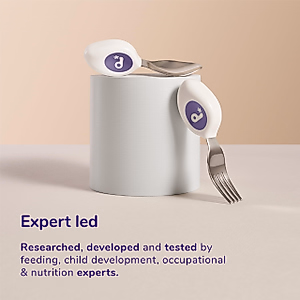 doddl Toddler Utensils, Ergonomic Fork and Spoon Set for Self Feeding, Stainless Steel Silverware for 1-3 Year Olds, BPA Free, Dishwasher Safe (Aqua)