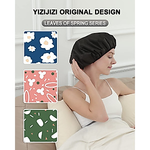 YIZIJIZI Terry Lined Shower Cap,Triple Layer Large Cap for Women,Shower Cap Reusable Waterproof,Long Thick Hair(Black)