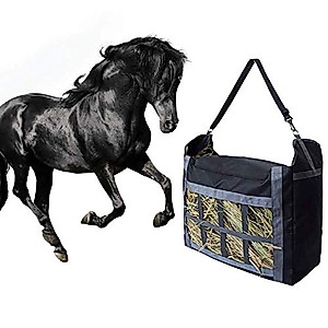 Slow Feeder Hay Bag - Hay Storage Net for Horse Donkey Goat, Adjustable, Super Tough to Reduces Waste (2 PCS)