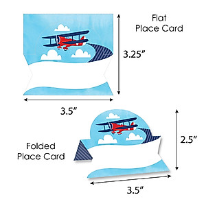 Big Dot of Happiness Taking Flight - Airplane - Vintage Plane Baby Shower or Birthday Party Tent Buffet Card - Table Setting Name Place Cards - Set of 24