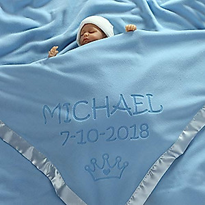 Custom Catch Personalized Princess Baby Blanket for Girl - Newborn or Infant Name Gift - Pink or Blue (2 Text Lines)