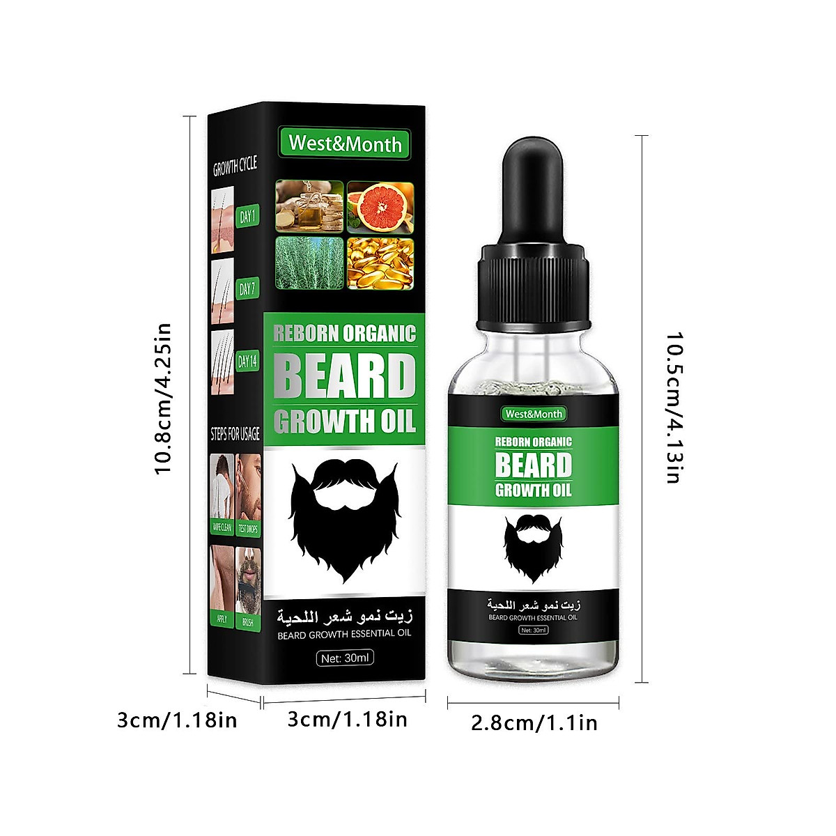 SINGOVE Natural Beard Growth Oil - Beard Oil for Men, Strengthens Beard/Mustache Growth - Beard Softners, Beard Oil to Make it Grow Fast, Mustache Oil for Men (white)
