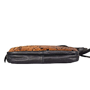 Mona B Western Genuine Cowhide Leather Style Inspired Canvas Handbag for Women | Zipper Tote Bag | Crossbody Bag | Stylish Vintage Bags Women (Brown-Skylar)