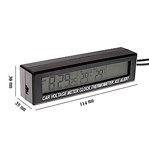 Car 3 in1 LED Digital Display Clock in/Out Tempeure Thermometer Voltage Monitor Meter