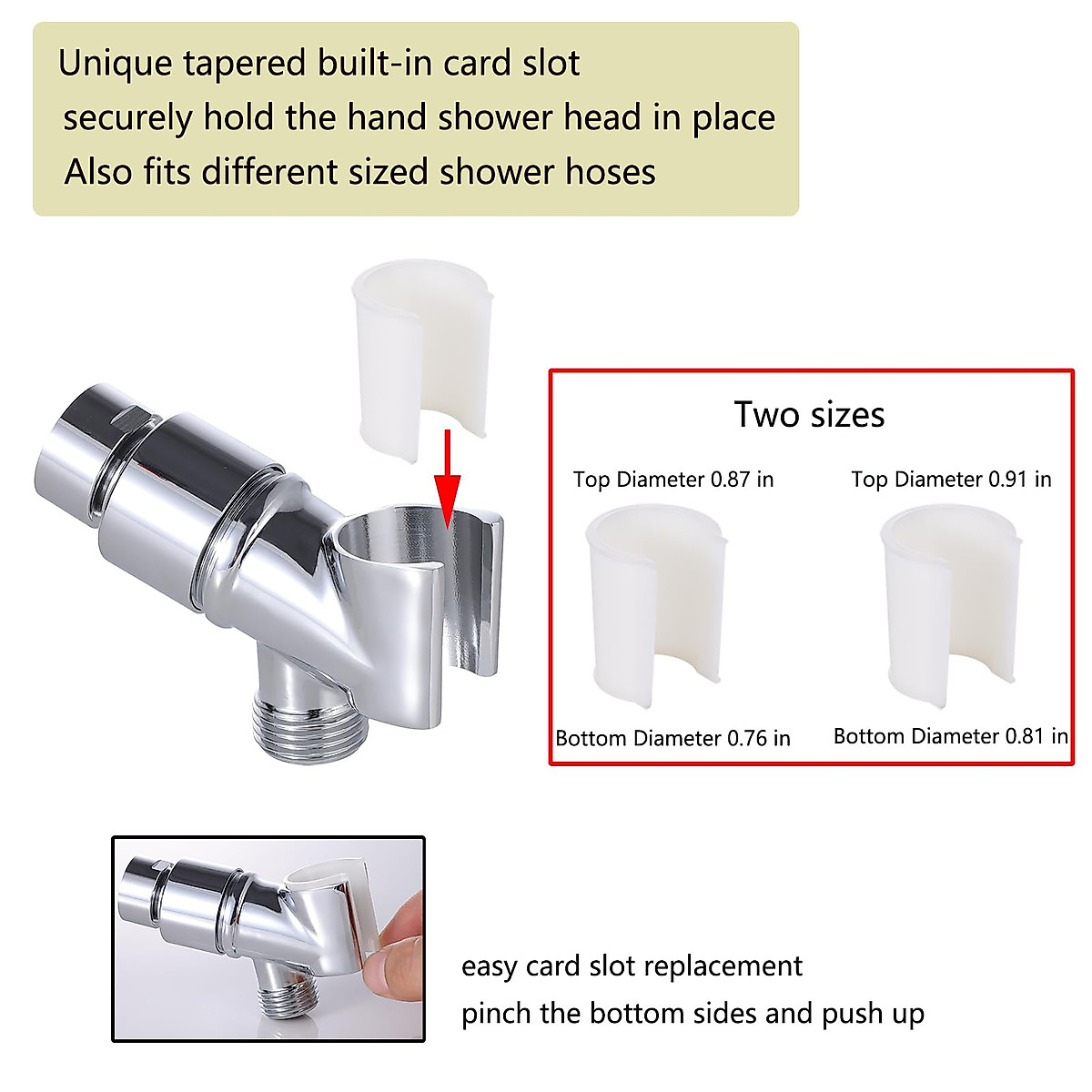 All Metal Handheld Shower Head Holder, Adjustable Shower Wand Holder with Brass Pivot Ball，Shower Arm Holder Mount for Connecting Shower Arm and Shower Hose，Chrome