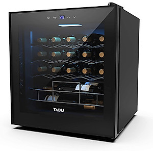 TABU 19 Bottles Compressor Wine Cooler Refrigerator, Freestanding Wine Fridge, Wine Cellar with Digital Temperature Display and Double-Layer Tempered Glass Door (Black)