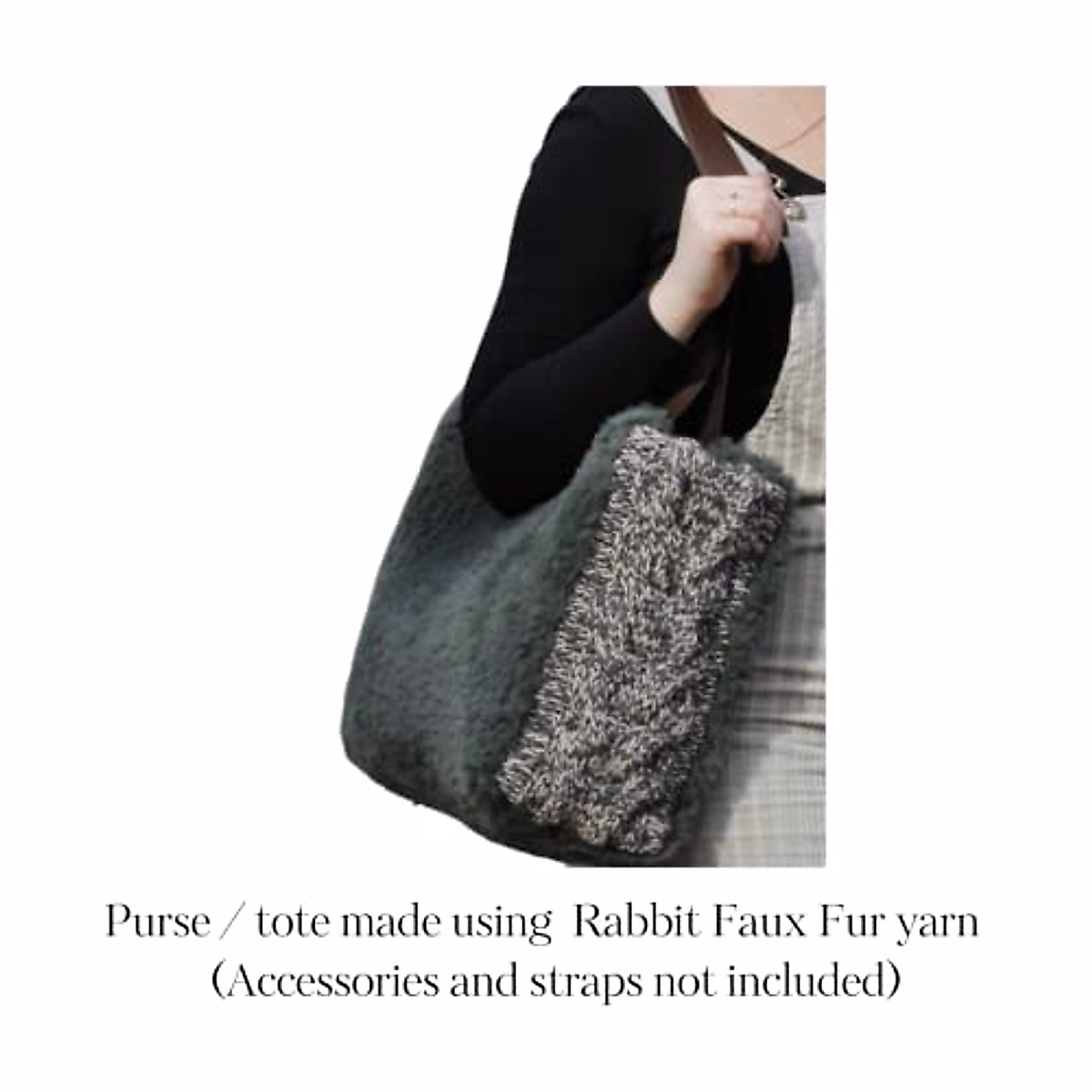 2PK Rabbit Faux Fur Yarn, Chunky Fluffy for Knit and Crochet, Perfect for Toys, 200g, 130m (Brown/White)