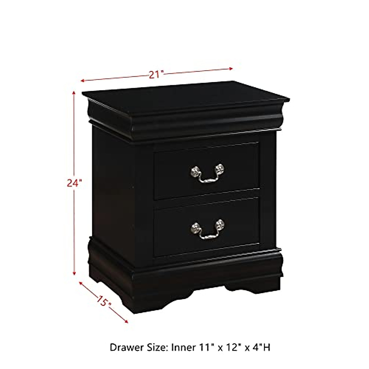 ACME Furniture Louis Philippe Nightstand, Black, One Size