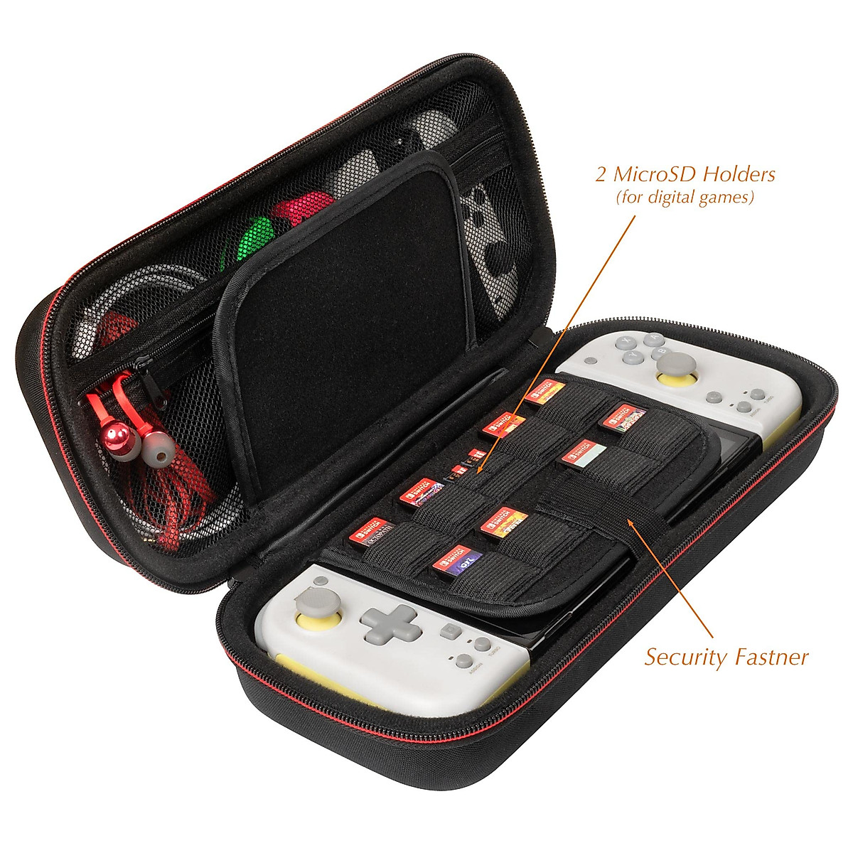 ButterFox Carrying Case for Hori Split Pad Compact, 20 Game Slot Holders (18 Physical + 2 digital), Compatible with Both Regular Switch and Swith OLED - Black