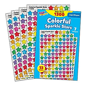 TREND enterprises, Inc. T-46910 Colorful Sparkle Stars superShapes Value Pack, 1300/Pack