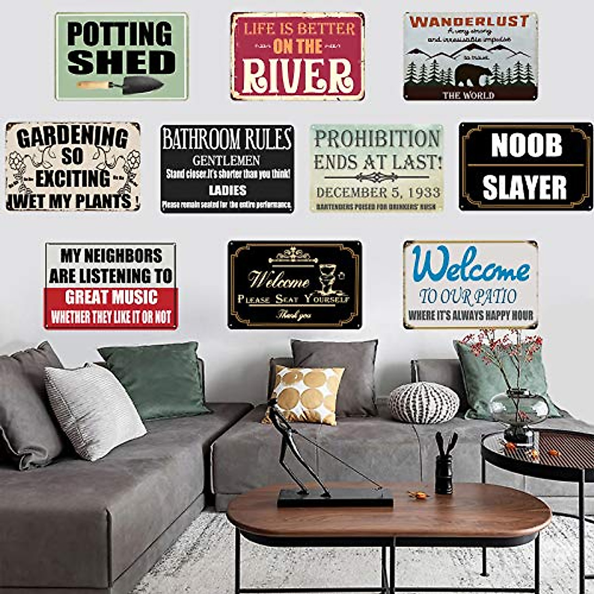 FSTIKO Life is Better on The River Vintage Tin Bar Sign Farmhouse Wall Home Decor Garden Decorative Plaque for Living Room, Bedroom or Bathroom 8X12Inch