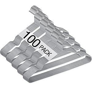 Wesiti 100 Pcs Metal Wire Non Slip Hangers for Clothes Space Saving Hanger Strong 15.7 in Triangle Clothes Hangers for Coat Suit Bridal Boutique Dress for Closet Dorm Clothing Rack (Gray)