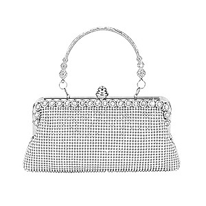 Silver Clutch Purse Rhinestone Clutch Evening Formal Crystal Bag Wedding Purse Party Bridal Handbags for Women (silver)