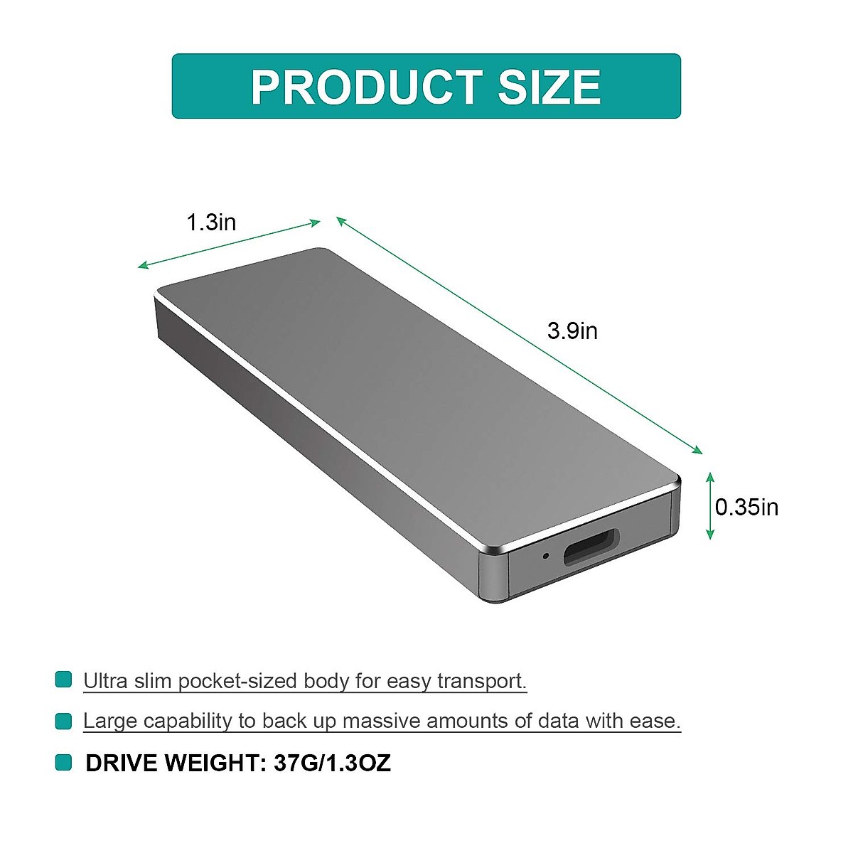External Hard Drive 2TB Type C USB3.1 for PC, Mac, Desktop Computer Wii U, Xbox (2to, Black)