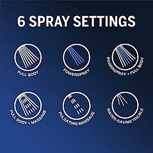 Waterpik High Pressure Hand Held Shower Head With Hose, Power Spray 6-Mode, Chrome VPT-643E