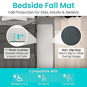 Vive Fall Mat - 72" x 24" Bedside Fall Safety Protection Mat for Elderly, Senior, Handicap - Prevention Pad Reduce Risk of Injury from Impact - Prevent Bed Falling - Anti Fatigue, Standing Non Slip
