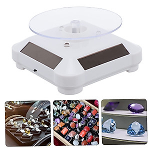 SEWACC Solar Jewelry Showcase Turntable Display Stand Led Lights Rotating Rack Odor for Shop and Home Decor