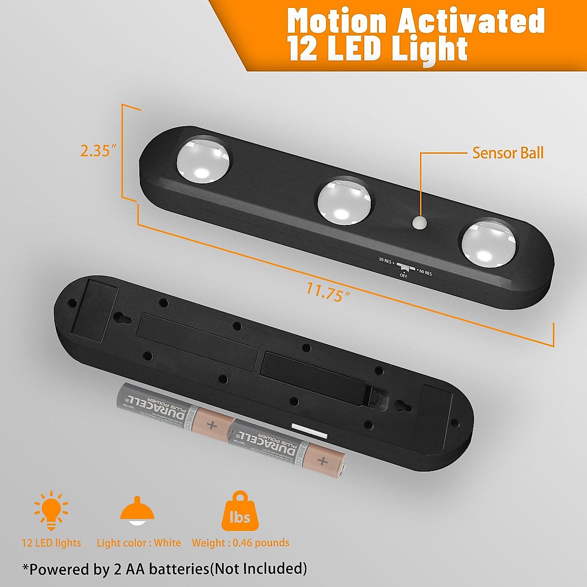 MIND&ACTION Gun Safe Lights,Motion Activated LED Light for Gun Safe Gun Cabinet, Ultra Bright Rotatable LED Lens for Directional Lighting Battery Powered (Black 1 Pack)