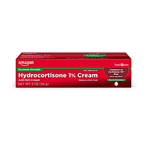 Amazon Basic Care Maximum Strength Hydrocortisone 1 Percent Anti-Itch Cream Plus 10 Moisturizers, 2 ounce (Pack of 1)