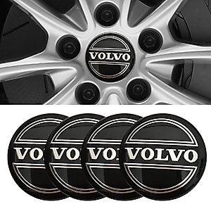 4pcs Wheel Center Caps Sticker for Volvo S90 S60 XC60 XC40 XC90 V40 V60 S60 S80, Silver Aluminium Wheel Center Hub Covers Sticker, 56mm/2.2''