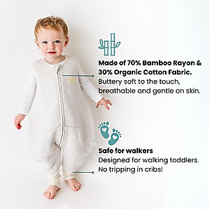 Tealbee Dreamsuit: Toddler Sleep Sack with Feet 12-18 months, 18-24 months - 1.2 TOG All Season Baby Wearable Blanket for Walkers - Rayon made from Bamboo, Organic Cotton Sleep Bag (12m-2T) - Sunshine