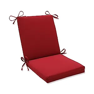 Pillow Perfect Pompeii Solid Indoor/Outdoor One Piece Chair Cushion Deep Seat, Weather and Fade Resistant, Square Corner - 36.5" x 18", Red